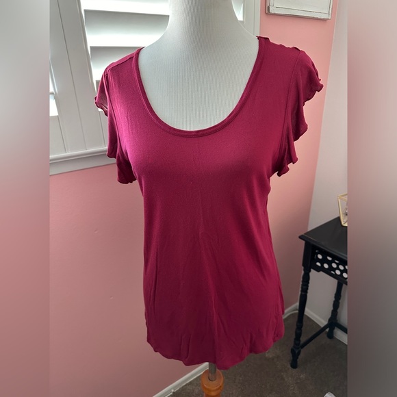 14th & Union | Tops | Red Shirt Size M With Ruffle Sleeves | Poshmark